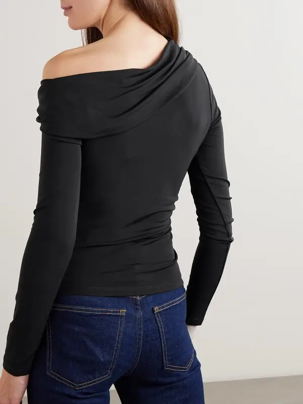 Veronica Beard Asymmetric Embellished Stretch-mesh Top