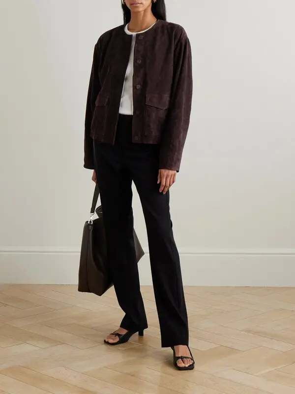 ST. AGNI Utility Cocoon Suede Jacket - Brown