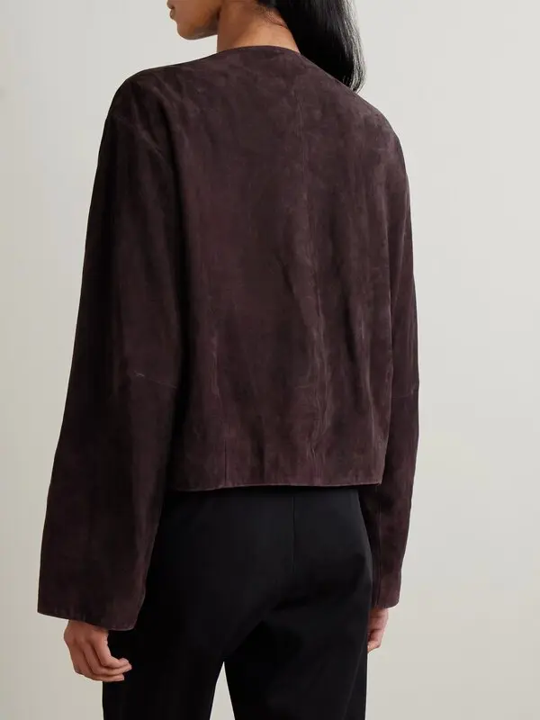 ST. AGNI Utility Cocoon Suede Jacket - Brown
