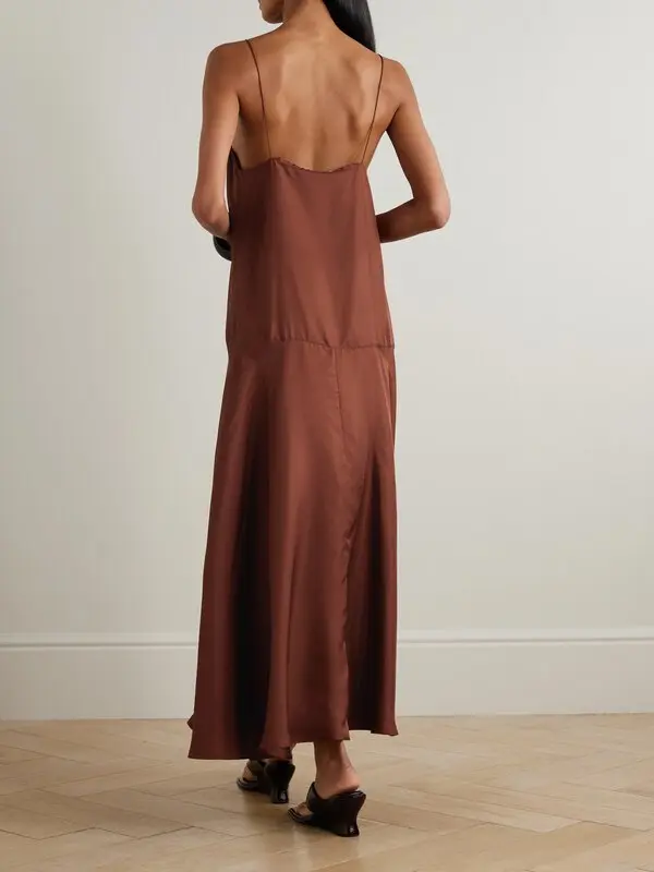 ST. AGNI Silk-twill Maxi Dress - Red