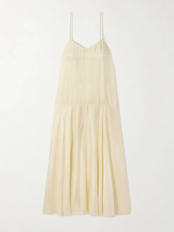 ST. AGNI Silk-twill Maxi Dress - Neutrals