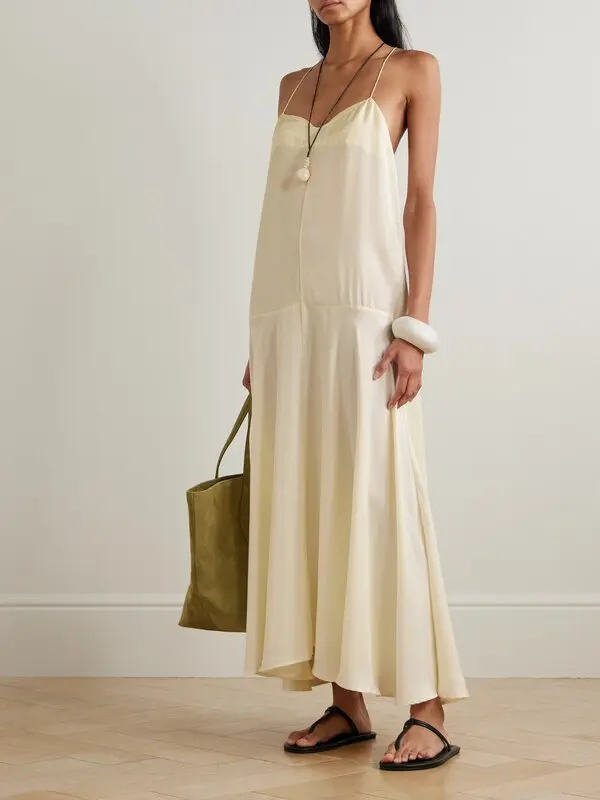 ST. AGNI Silk-twill Maxi Dress - Neutrals