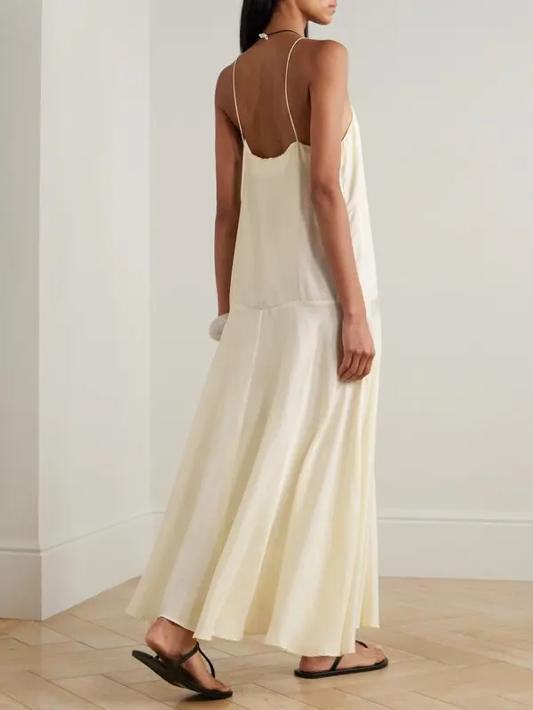 ST. AGNI Silk-twill Maxi Dress - Neutrals