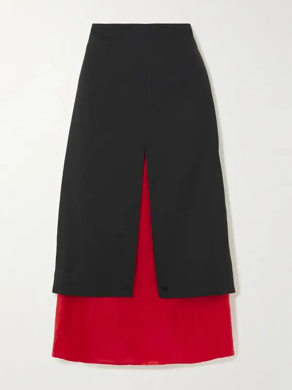 RÓHE Layered Wool And Chiffon Midi Skirt