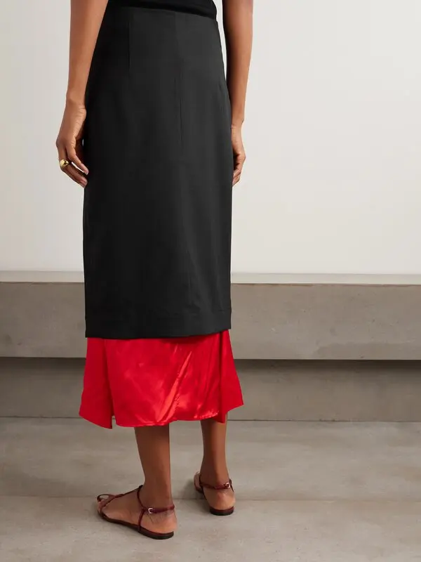 RÓHE Layered Wool And Chiffon Midi Skirt