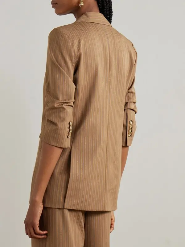 Veronica Beard Rupert Dickey Pinstriped Woven Blazer - Neutrals