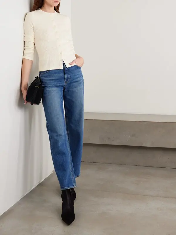 Veronica Beard Lira Pointelle-knit Cardigan - Neutrals
