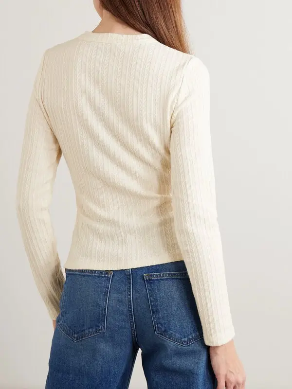 Veronica Beard Lira Pointelle-knit Cardigan - Neutrals