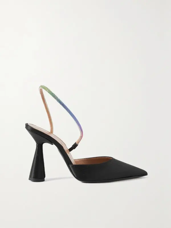 D'ACCORI Saturn Crystal-embellished Satin Slingback Pumps