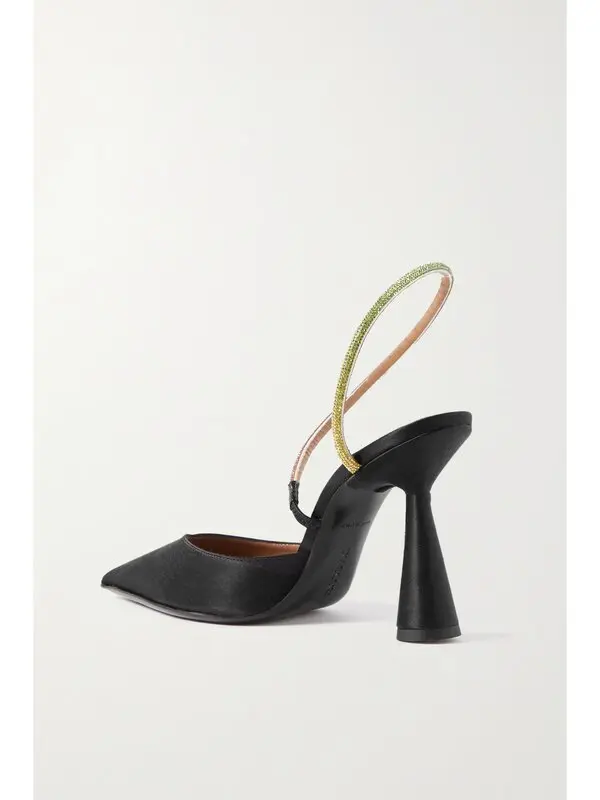 D'ACCORI Saturn Crystal-embellished Satin Slingback Pumps