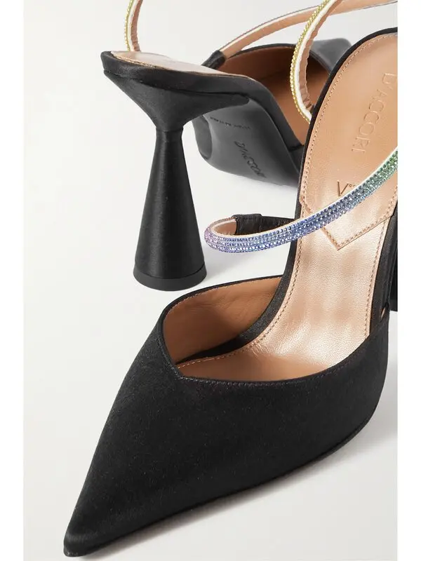D'ACCORI Saturn Crystal-embellished Satin Slingback Pumps