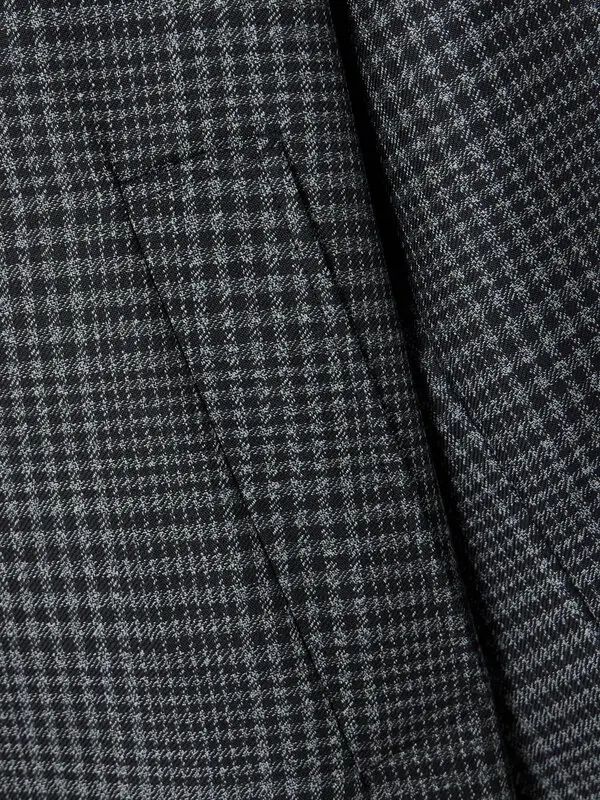 RÓHE Checked Wool Coat With Suede Trim - Gray