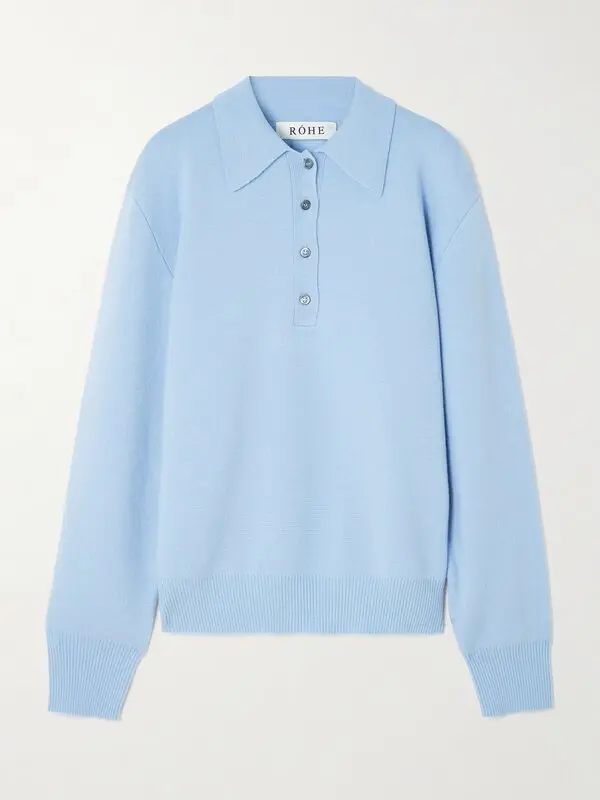 RÓHE Wool And Cashmere-blend Polo Shirt - Blue