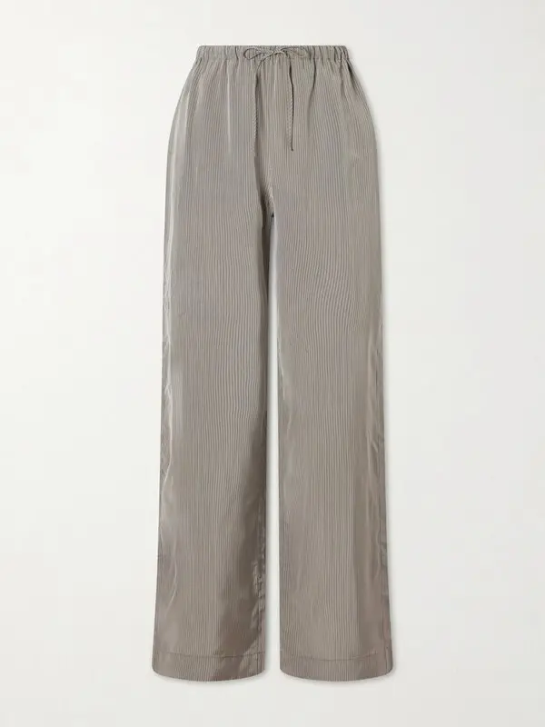RÓHE Striped Satin Wide-leg Pants - Gray