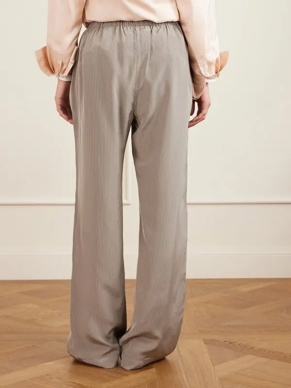 RÓHE Striped Satin Wide-leg Pants - Gray