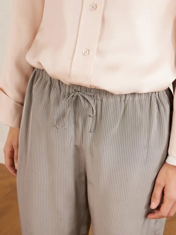 RÓHE Striped Satin Wide-leg Pants - Gray