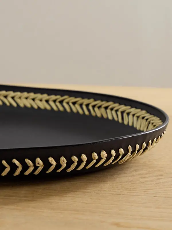 HUNTING SEASON Whipstitched Leather Oval Tray