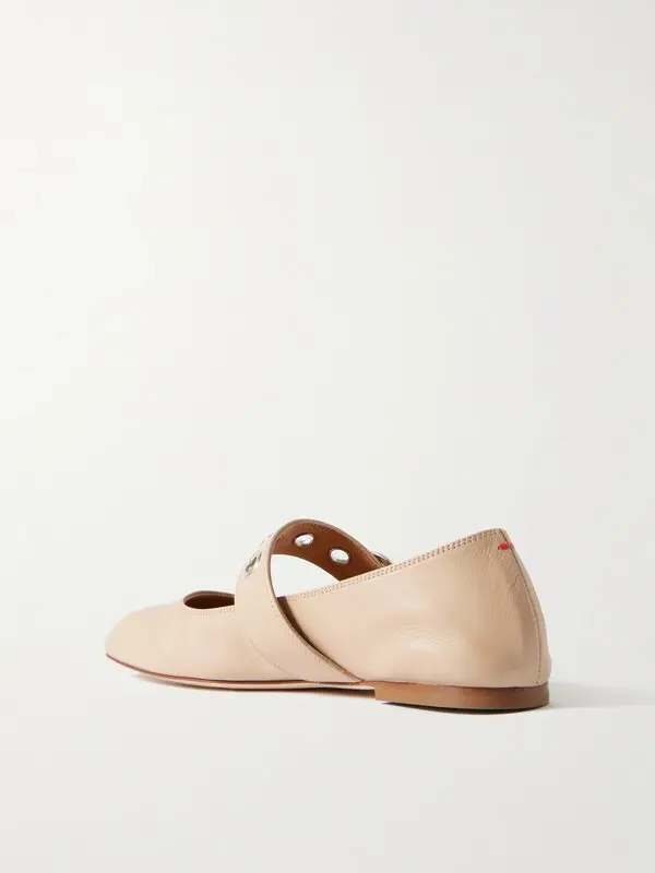 AeydĒ Uma Eyelet-embellished Leather Ballet Flats - Neutrals