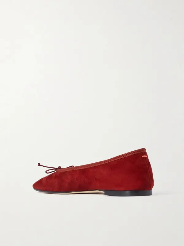 AeydĒ Tiby Suede Ballet Flats With Bow Detailing - Red