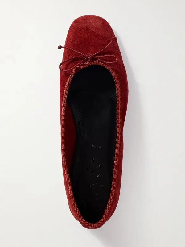 AeydĒ Tiby Suede Ballet Flats With Bow Detailing - Red