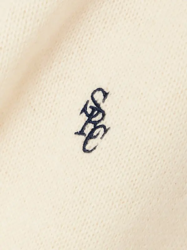 SPORTY & RICH Embroidered Cashmere & Wool-blend Track Pants - Neutrals