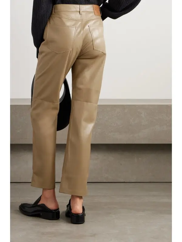 Nanushka Vinni Cropped Straight-leg Pants - Green