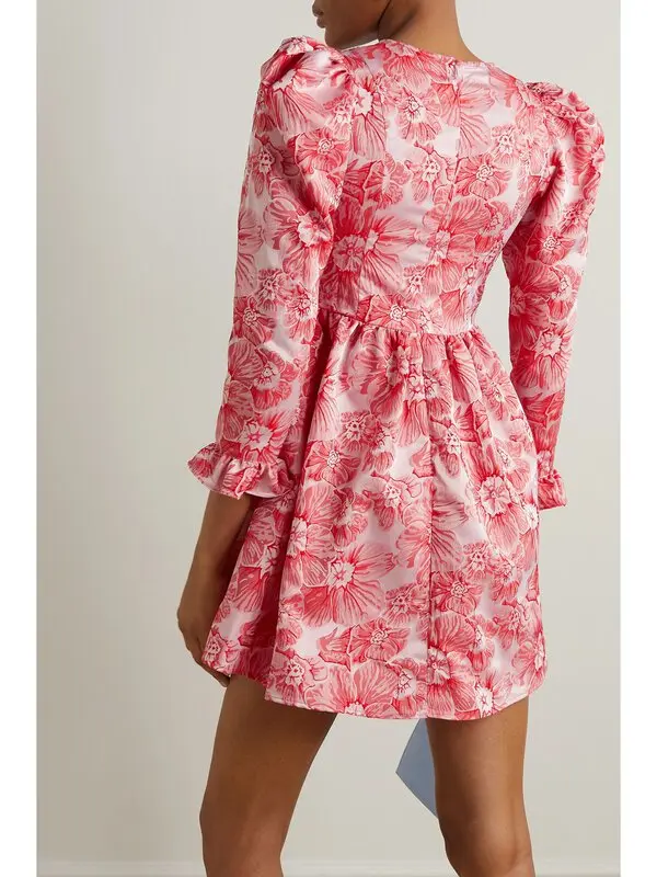 Batsheva Ruffled Floral-jacquard Mini Dress