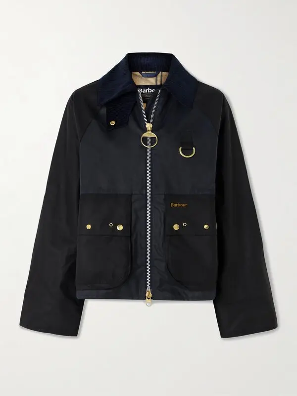 Barbour Kearton Corduroy-trimmed Waxed-cotton Jacket - Blue