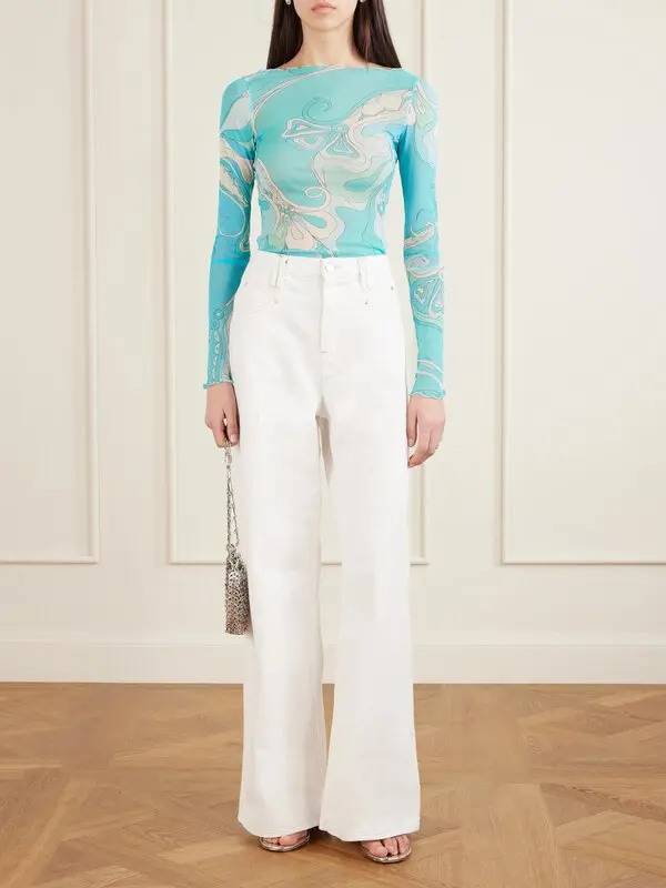 Emilio Pucci Printed Stretch-tulle Top