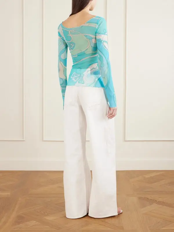 Emilio Pucci Printed Stretch-tulle Top