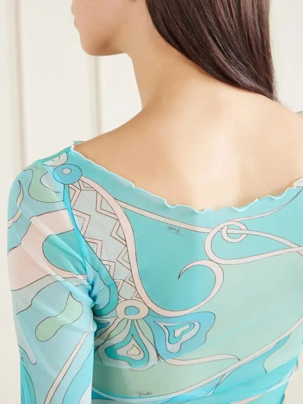 Emilio Pucci Printed Stretch-tulle Top