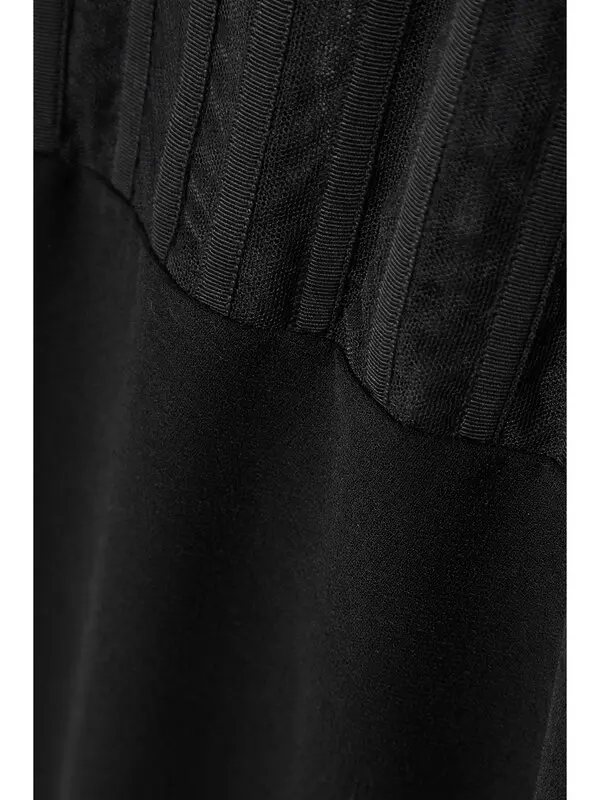 MONOT Mesh-paneled Crepe Gown