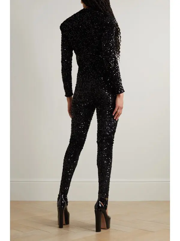 RICHARD QUINN Twist-front Sequined Stirrup Jumpsuit