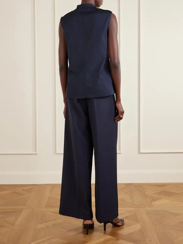JIL SANDER Ruffled Cotton-poplin Top