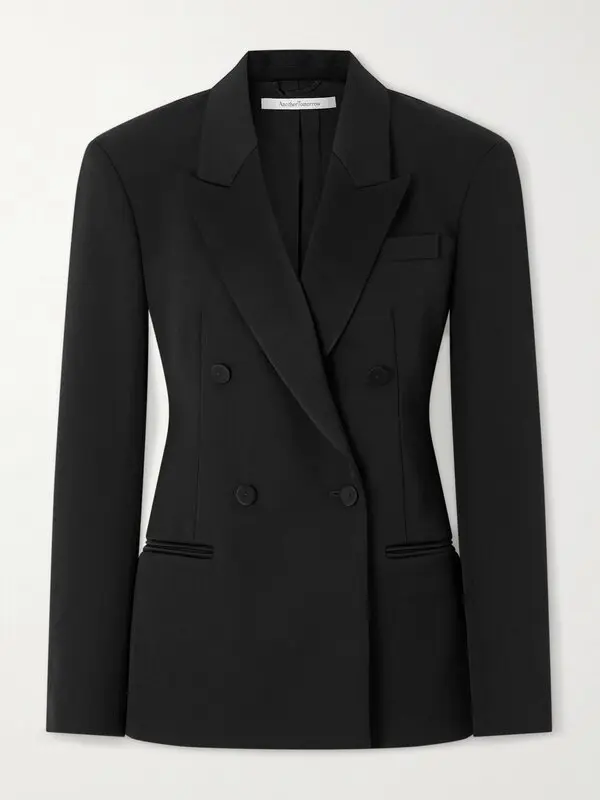 Another Tomorrow Double-breasted Wool-blend Twill Blazer