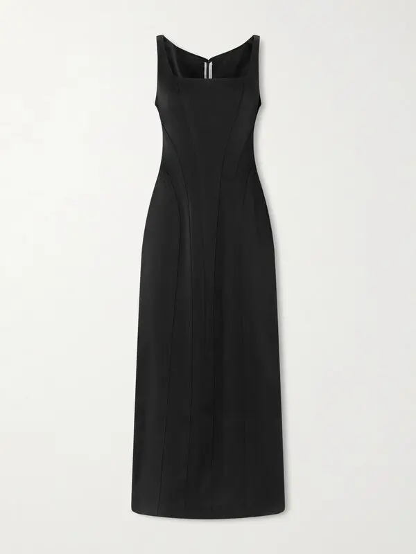 Another Tomorrow Paneled Satin Midi Dress