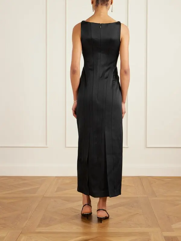 Another Tomorrow Paneled Satin Midi Dress