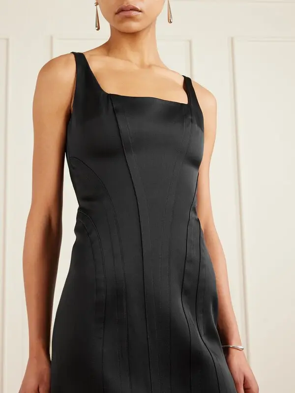 Another Tomorrow Paneled Satin Midi Dress