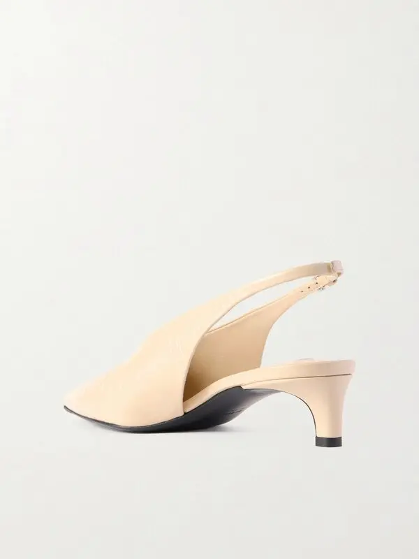 JIL SANDER Crinkled Patent-leather Slingback Pumps - Neutrals