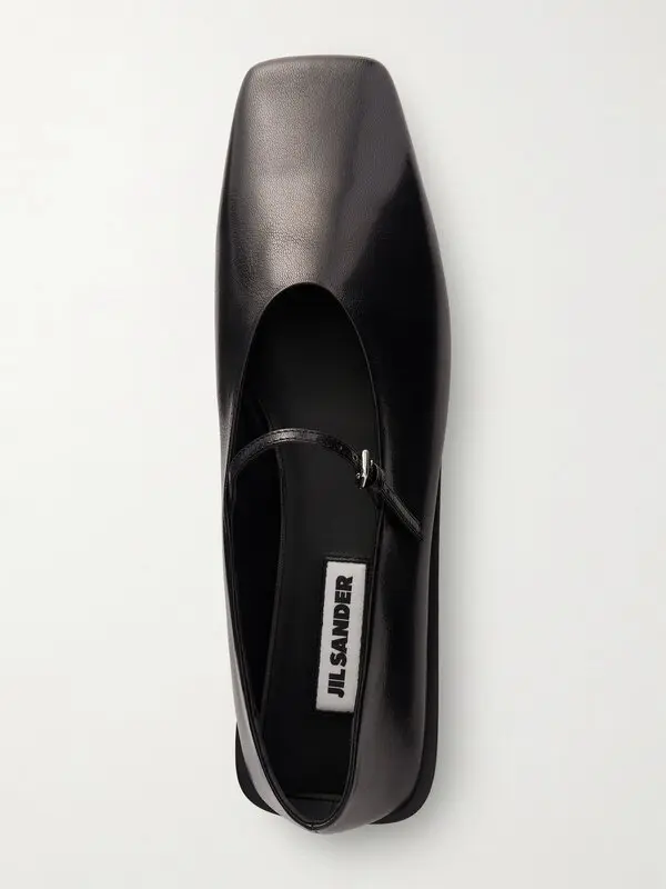 JIL SANDER Leather Mary Jane Ballet Flats