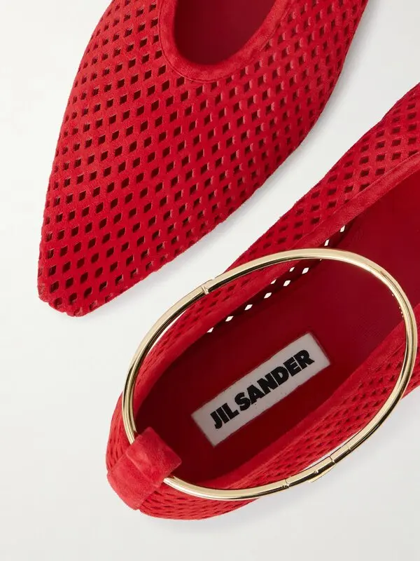 JIL SANDER Laser-cut Suede Ballet Flats