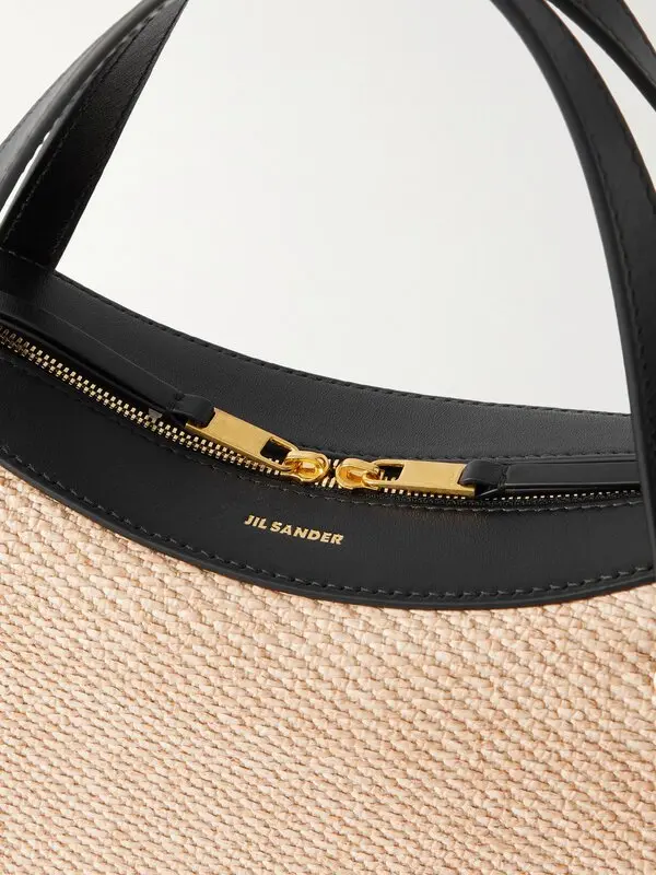 JIL SANDER Dune Leather And Raffia Shoulder Bag