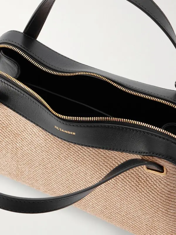 JIL SANDER Dune Leather And Raffia Shoulder Bag