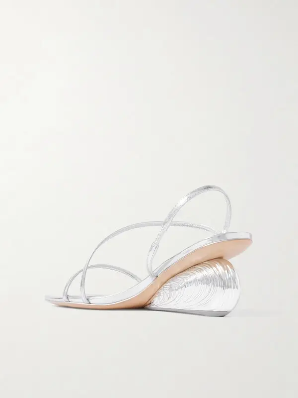 Simkhai Bridget Metallic Leather Wedge Sandals