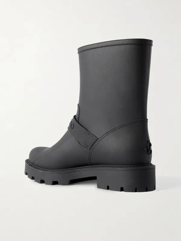 JIMMY CHOO Biker Rain 40 Buckled Ankle Boots - Black