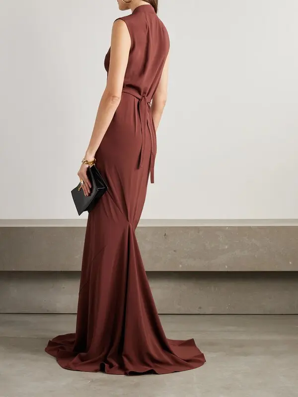 Rick Owens Draped Crepe De Chine Wrap Gown