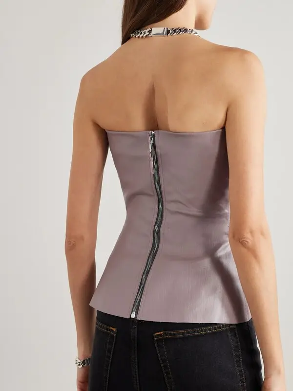 Rick Owens Strapless Coated-denim Bustier Top - Pink