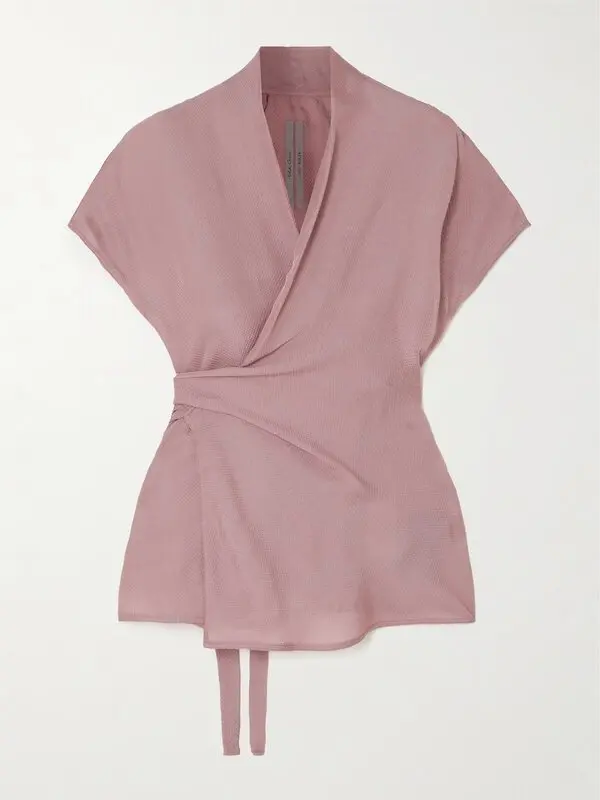 Rick Owens Draped Waffle-knit Crepe Wrap Top