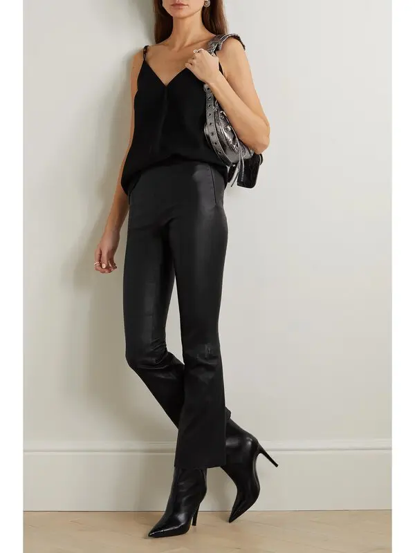Sprwmn Paneled Leather Flared Pants