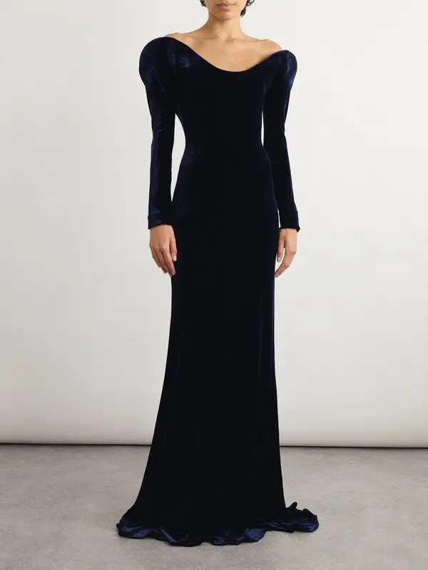 Alaïa Off-the-shoulder Velvet Gown
